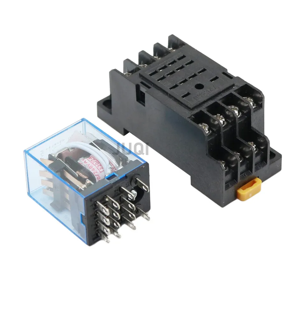 10 Pack MY4NJ Electromagnetic Power Relays DC 12V 380V Coil With 4NO/4NC DIN Rail, 14 Pins Stock ...