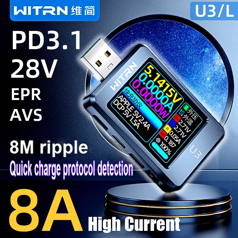 DHgate.com:WITRN U3 U3L USB Tester Voltage Ammeter Detector PD3.1 Fast ...