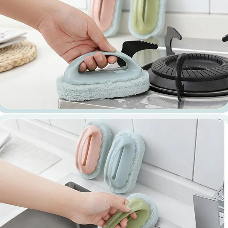 Multi-Surface Cleaning Brush with Handle - Bathroom, Kitchen, & Window ...