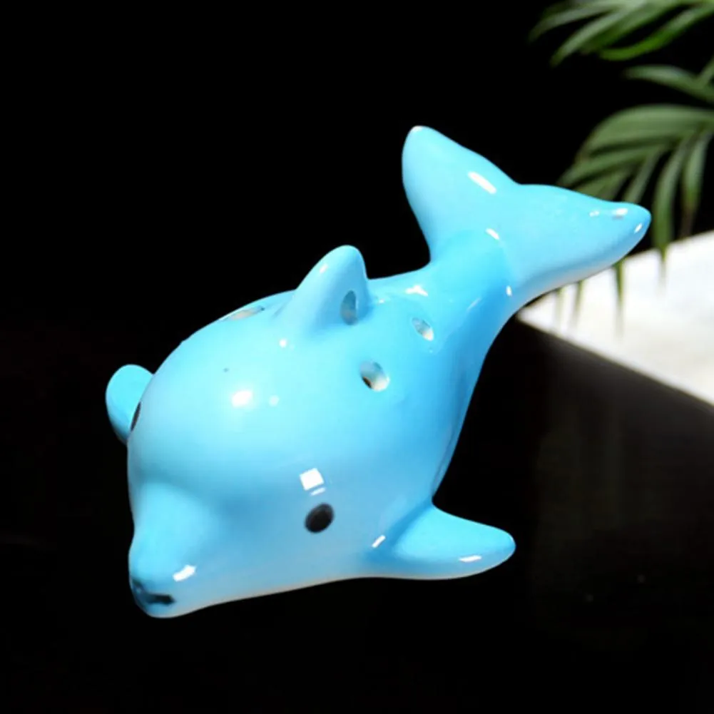 2024Lovely Ceramic 6-Hole Dolphin Ocarina for Beginners, Fun Music ...
