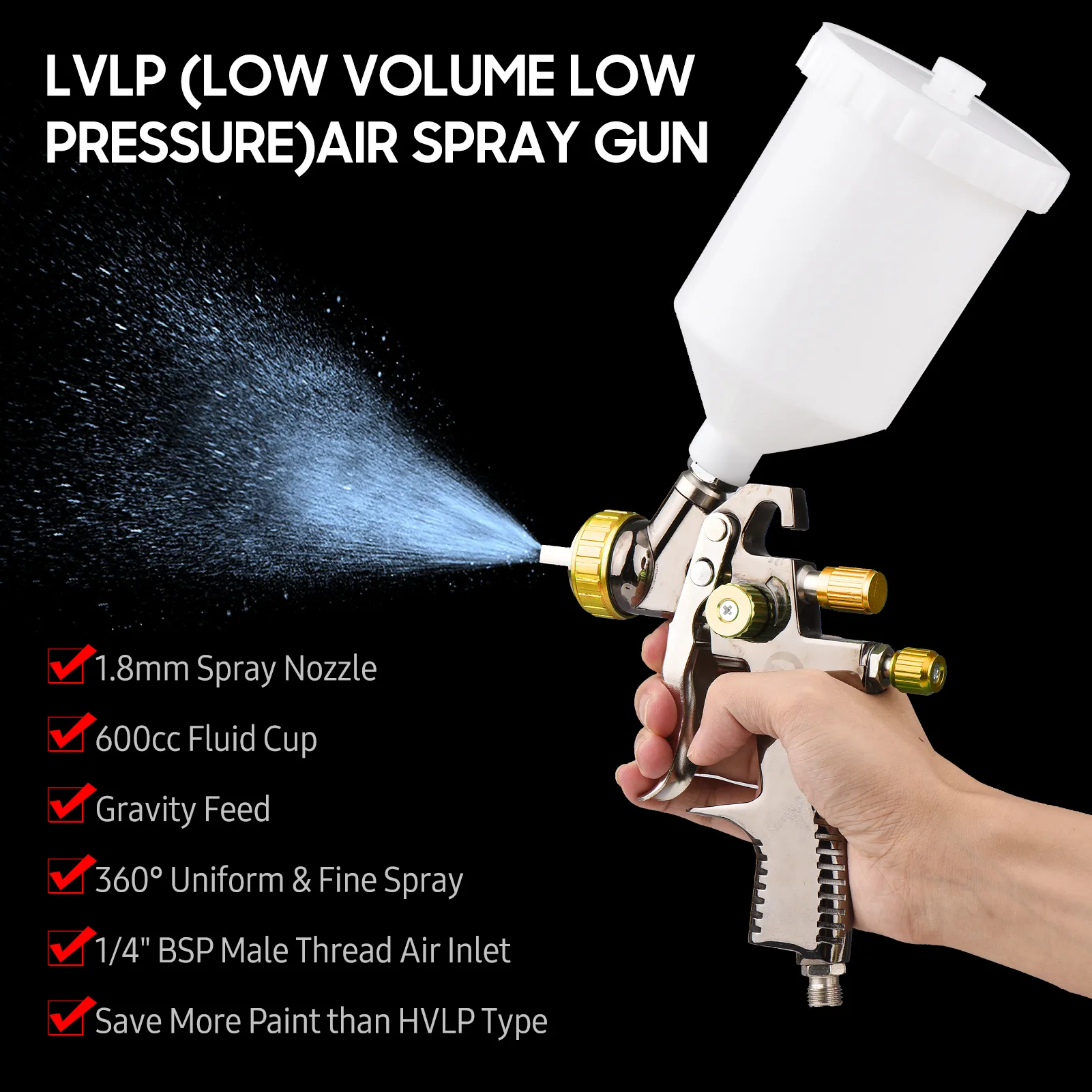 DHgate.com:Pro Nozzle Mini Paint Spray Gun: 600cc LVLP/HVLP Airbrush ...
