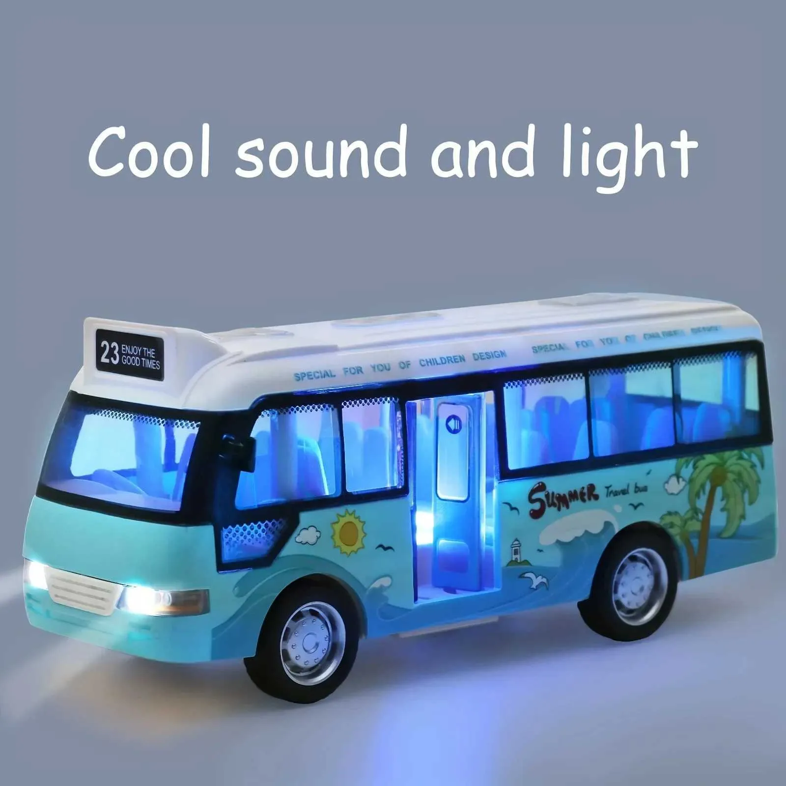 School Bus Toys Mini Car Model Die Cast Plastic City Bus With Sound And ...