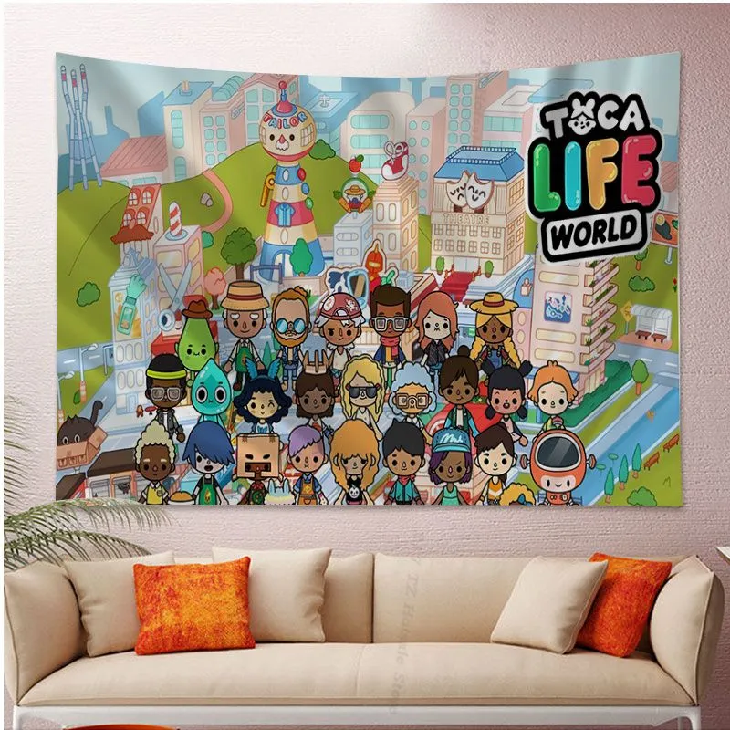 Anime Tapestry, Toca Boca Toca Life World Game Wall Tapestry, Japanese ...
