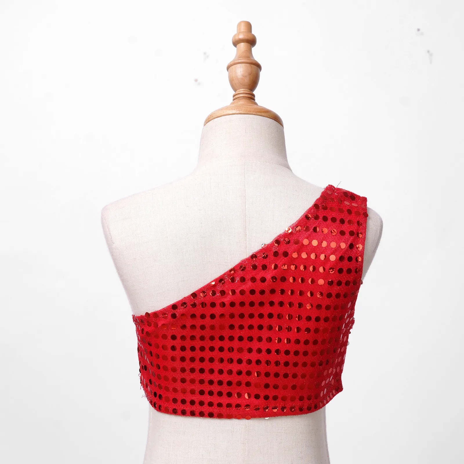 Girls' Shiny Sequin Dance Top - Kids One Shoulder Crop Top for Jazz, Gymnastics, Ballet, Stage ...