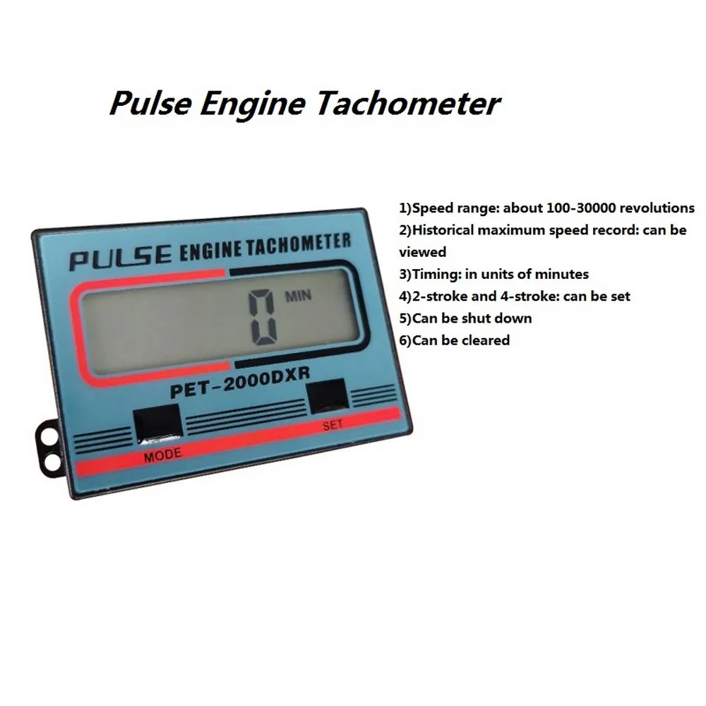 Digital Engine Tach Hour Meter Tachometer Gauge For 2&4 Stroke Engines, Inductive Display For ...
