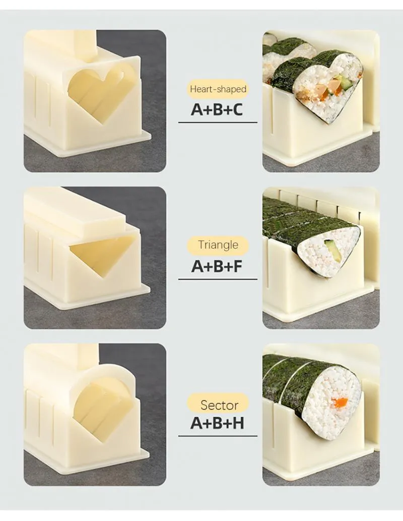 DHgate.com:3-Piece Sushi Maker Set, Japanese Seaweed Rice Rolls Mold ...