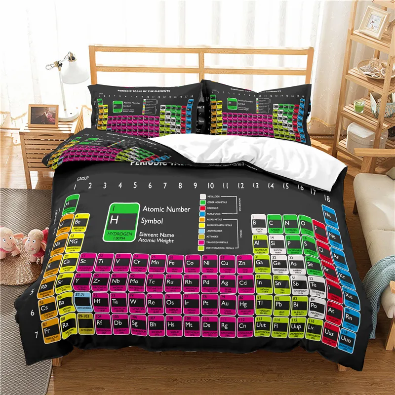 Periodic Table Of Elements Design Duvet Cover Set Soft Microfiber ...