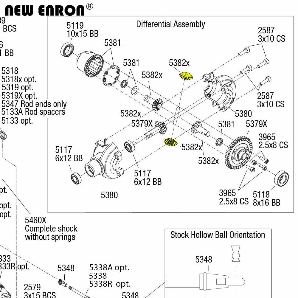 2/4 Pack #45 Steel 13T 5382X Differential Output Spider Gears for 1/10 ...