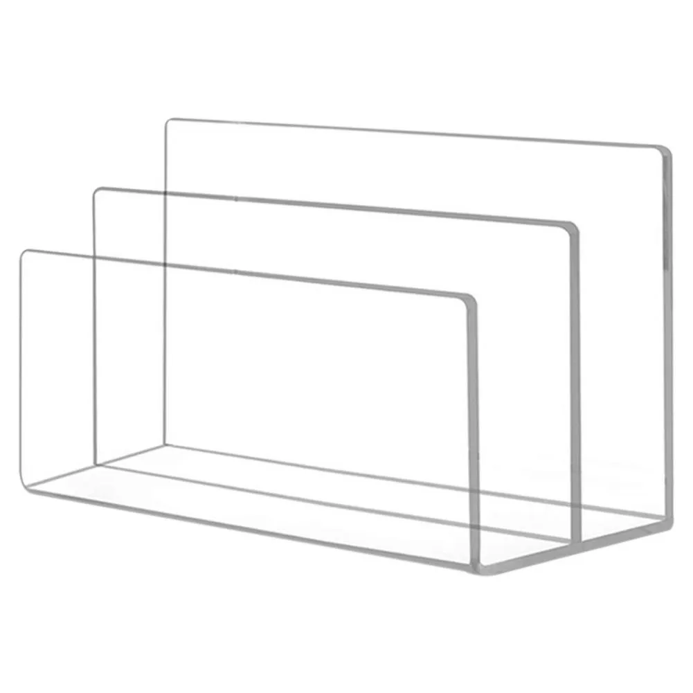 File Holder Desk Clear Acrylic 2 Section, Desktop Organizer Shelf Mail ...