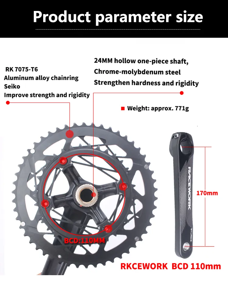 Premium Bicycle Crankset - 22 Speed Road Bike Crank - Lightweight ...