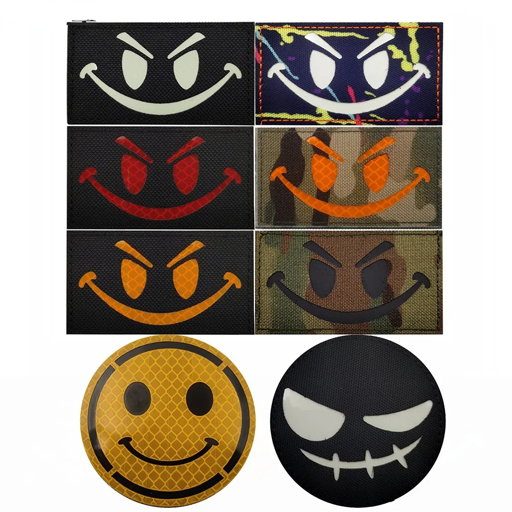 Reflective Smiley Face Patch - 3D Laser PVC Rubber Tactical Morale ...