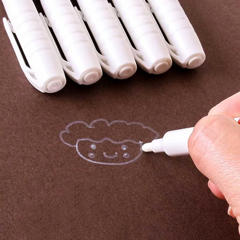 White Oily Paint Marker Pen - Permanent Metallic Ink for Metal, Leather ...