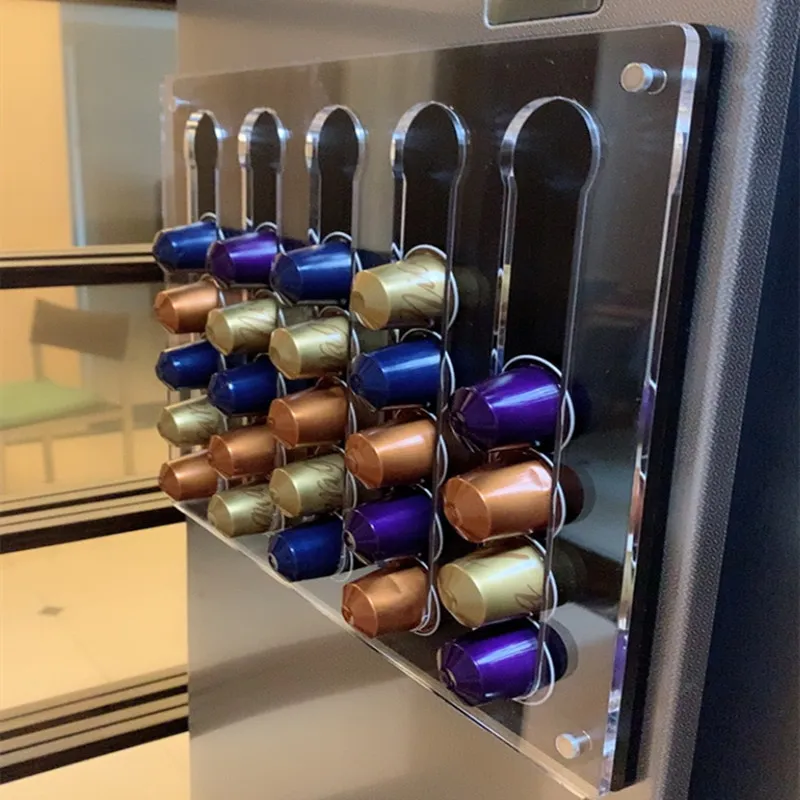 2-in-1 Wall-Mounted Clear Acrylic Nespresso Coffee Capsule Holder and ...