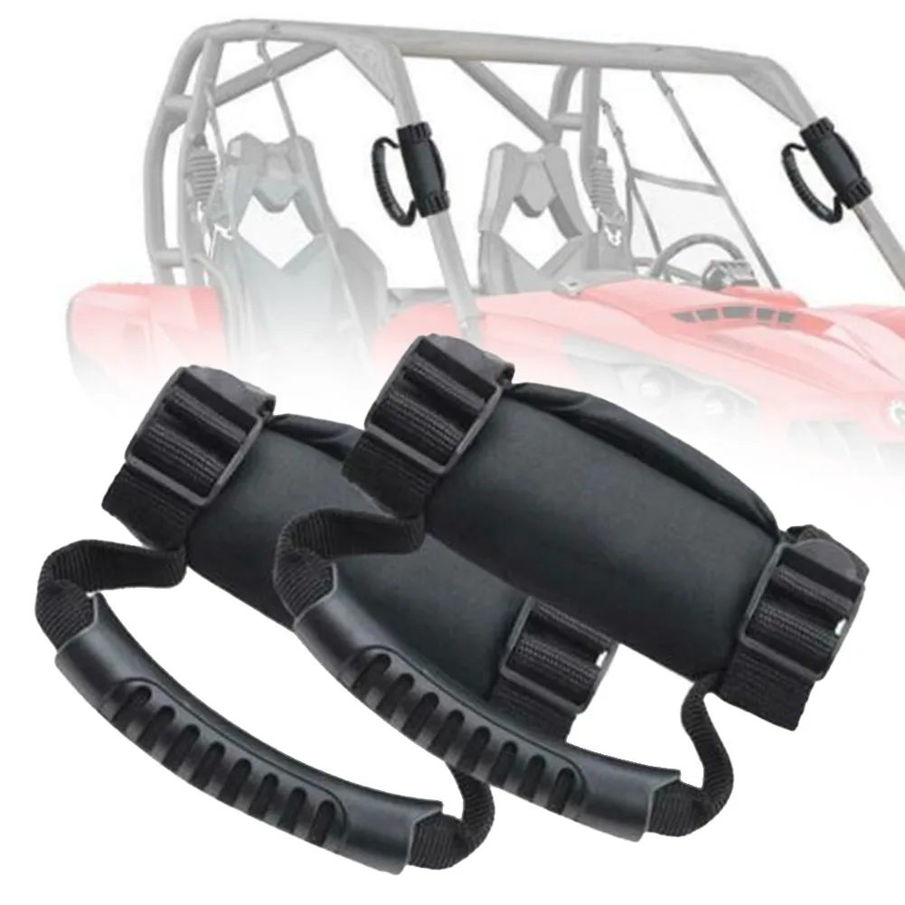 ATV UTV Roll Cage Grab Handles, Universal Adjustable Black Pull Grips ...