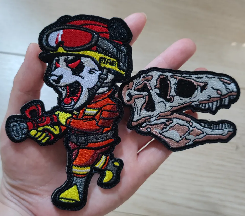 Tyrannosaurus Rex Firefighter Panda Embroidered Tactical Badge For ...