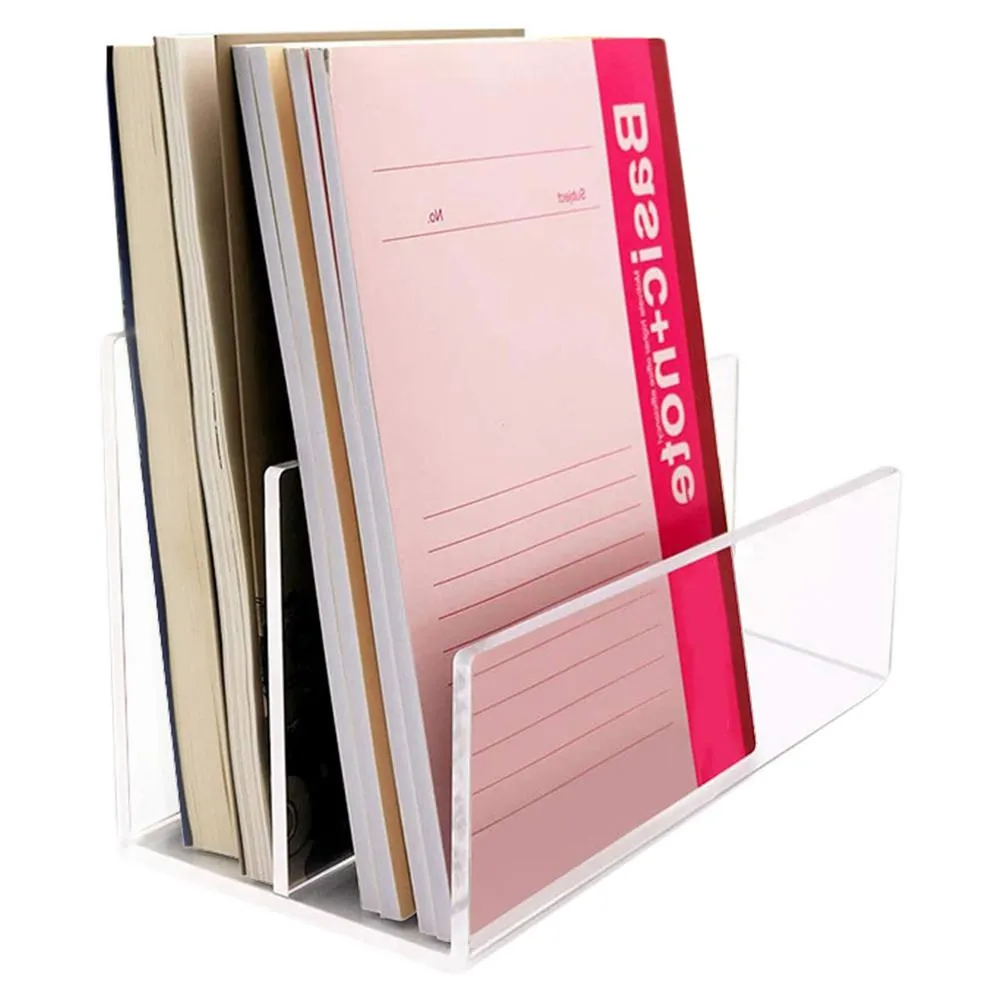 File Holder Desk Clear Acrylic 2 Section, Desktop Organizer Shelf Mail ...