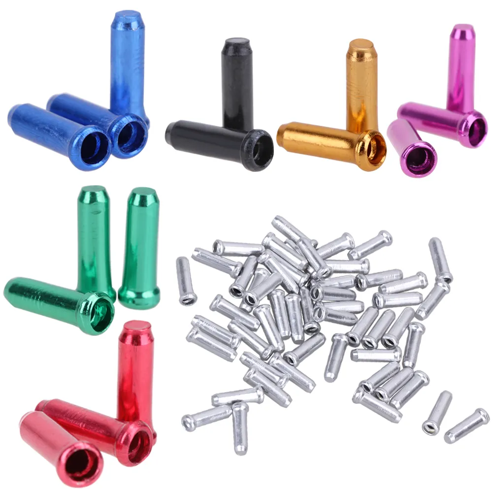 50 Premium Bike Cable Crimp End Caps - Aluminum Alloy Ferrules for ...