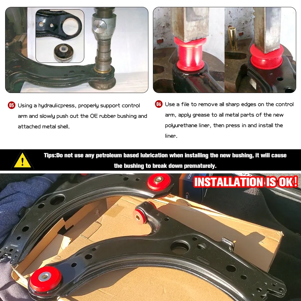 DHgate.com:Front Control Arm Bushing Kit - Polyurethane Black/Red for ...