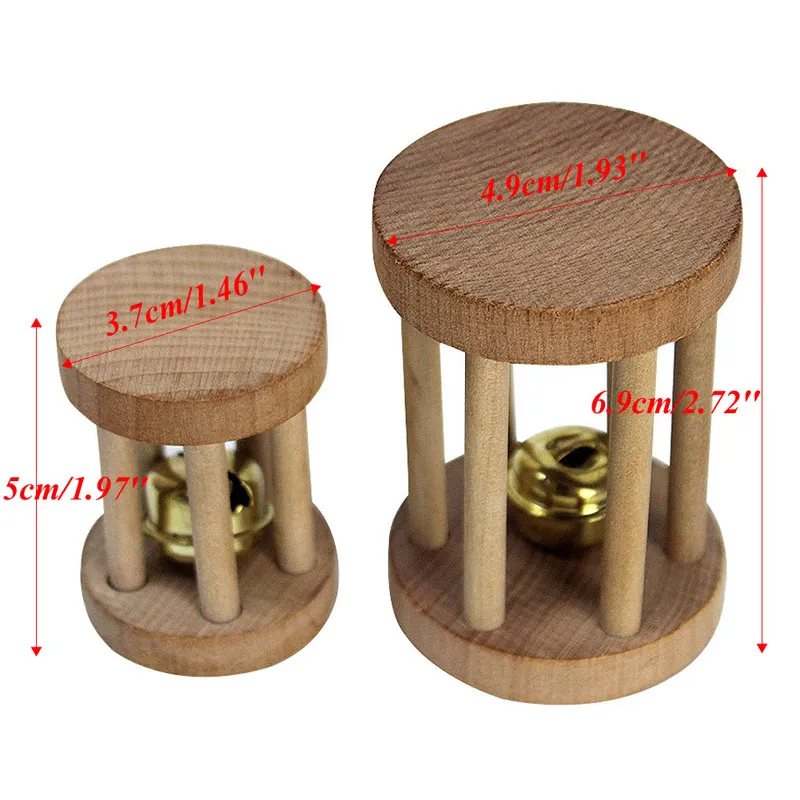 Natural Wood trick unicycle Bell Roller Chew Toy for Pets - Perfect for ...