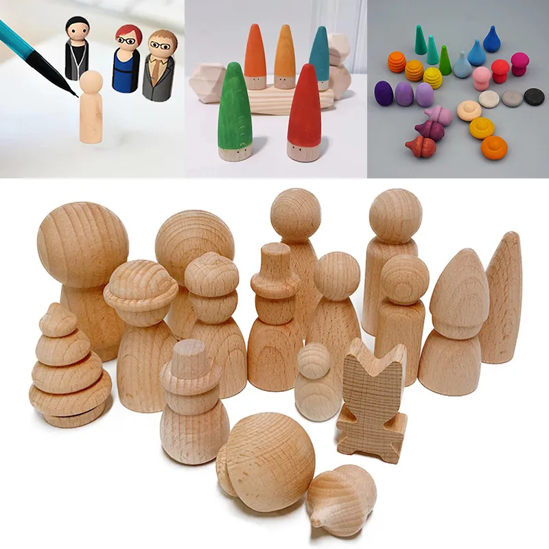 Natural Beech Wooden pegs for peg dolls - Unfinished Figures for DIY ...