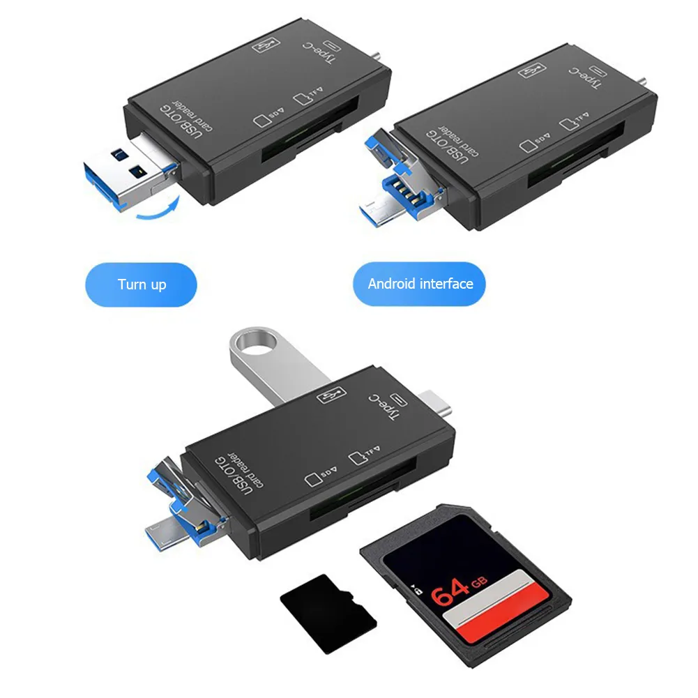 DHgate.com:6-in-1 USB 3.0 Type-C Card Reader for Secure Digital/TF Card ...