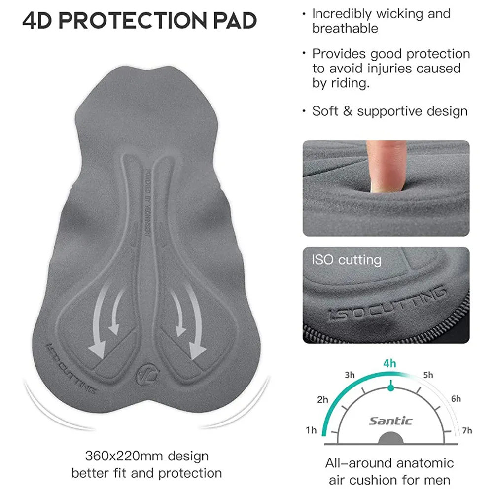 Santic Men's Cycling Shorts Summer 4D Padded Shockproof Bicycle Riding Pants Reflective ...