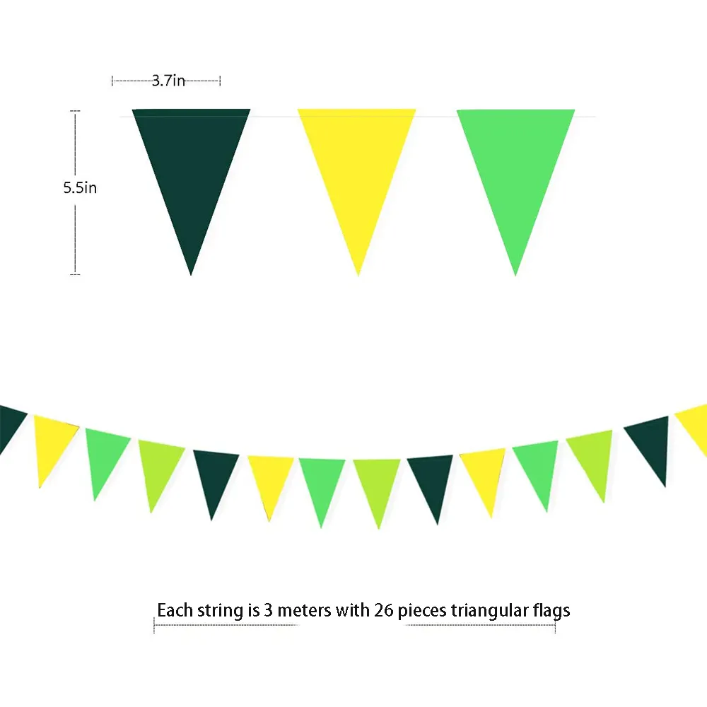 Spring Yellow Green Tea Party Decorations, Hanging Paper Triangle Flag ...