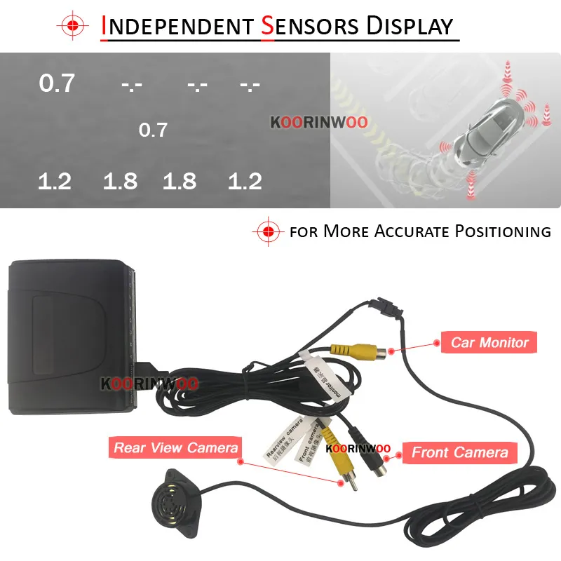 Koorinwoo 8 Front System Parking Sensor Kit w/ Beeper for Car Camera ...