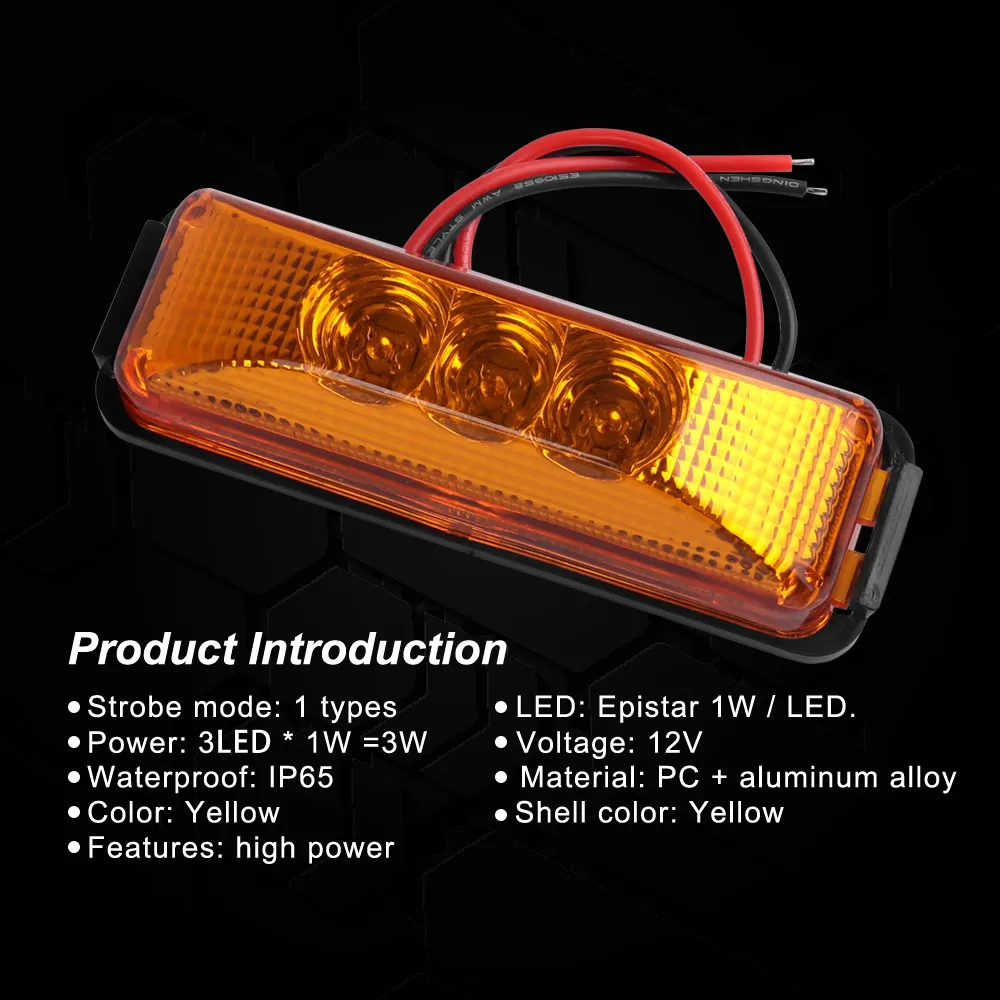 Upgraded12V 3LED Amber Side Marker Indicator Lights External Auto ...