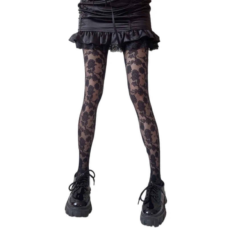 Floral Mesh Sheer Leggings | Tattoo Pantyhose | Gothic Tights for Women ...