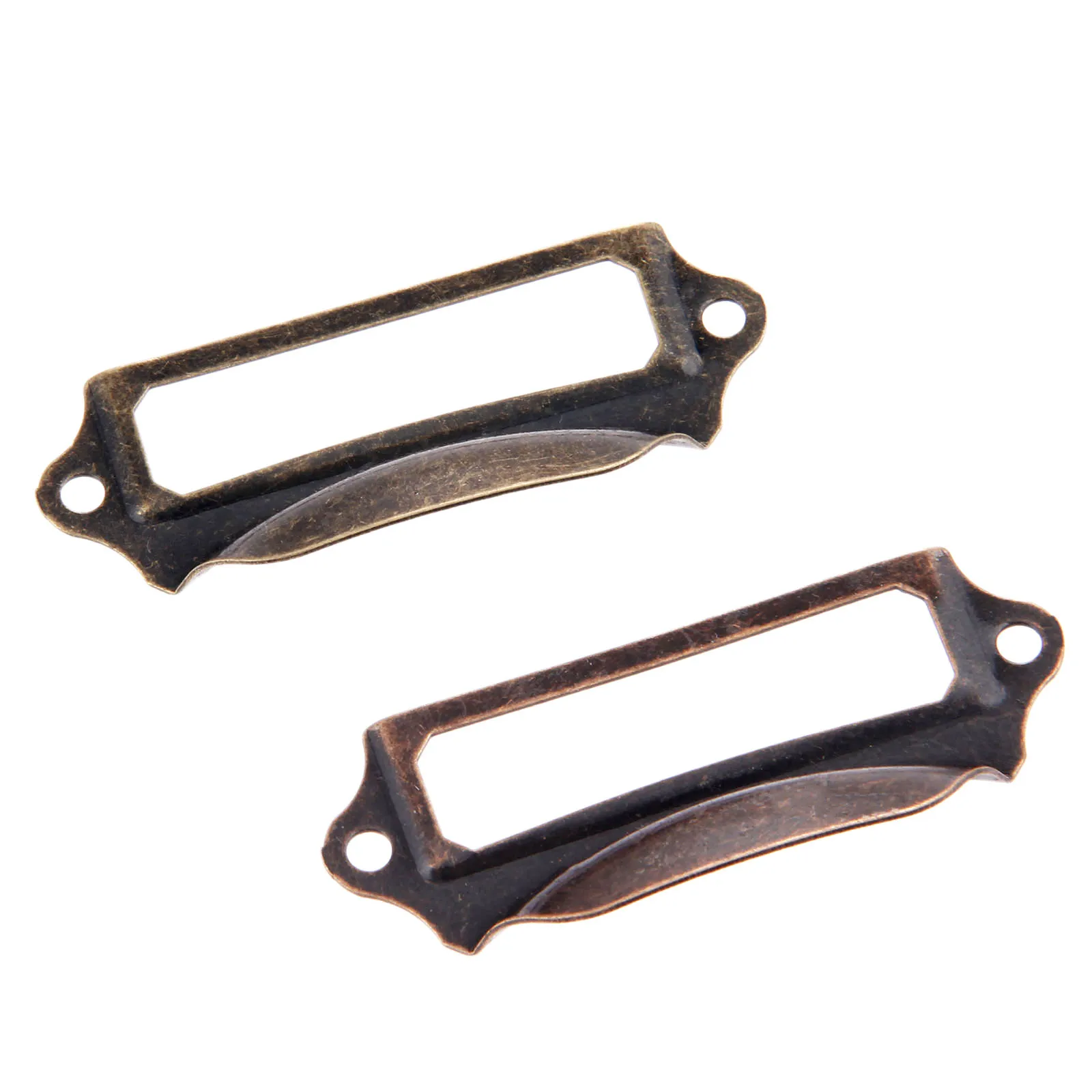 Antique Brass Label Pull Frame Handle - Red Copper File Name Card ...
