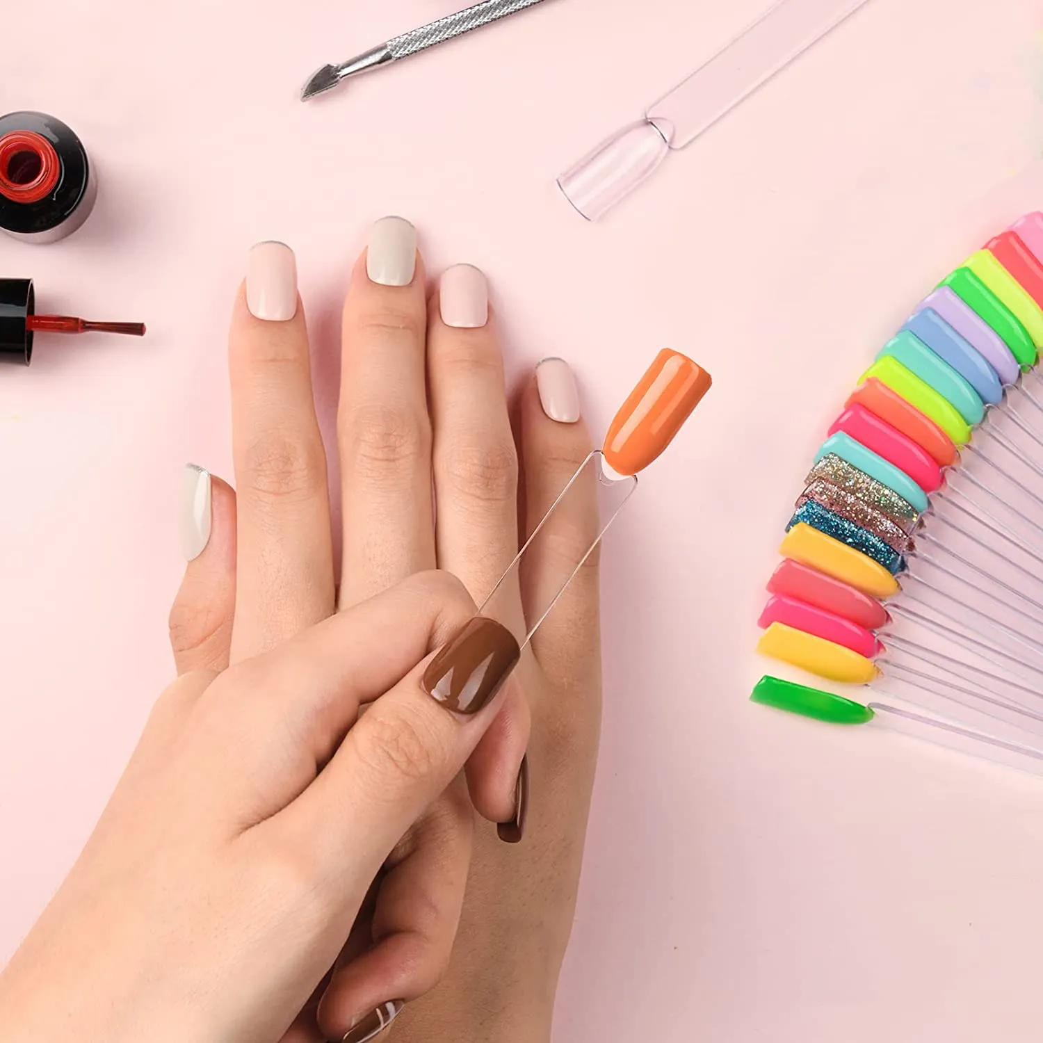 Clear Natural Fan Board Nail Art Tips Round False Hoop Practice Tips ...