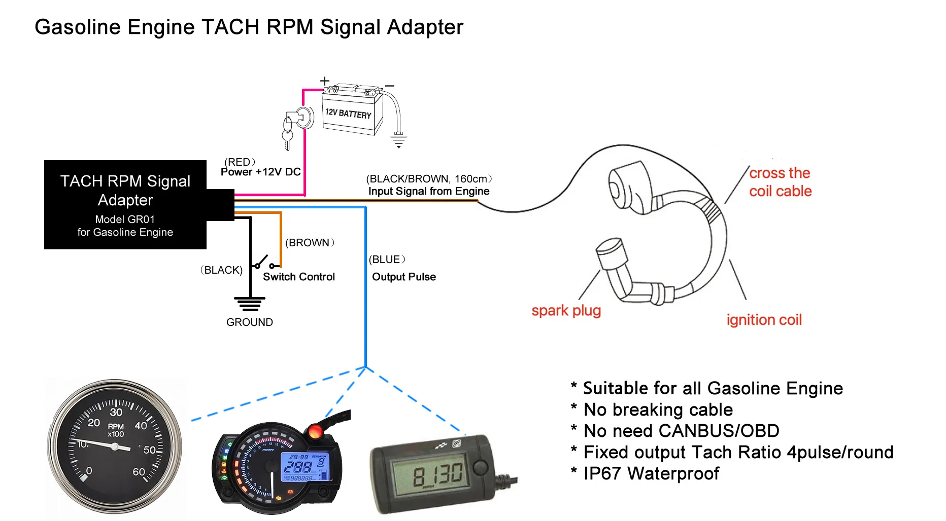 DHgate.com:HD Waterproof Diesel Engine Tachometer Adapter - Get ...