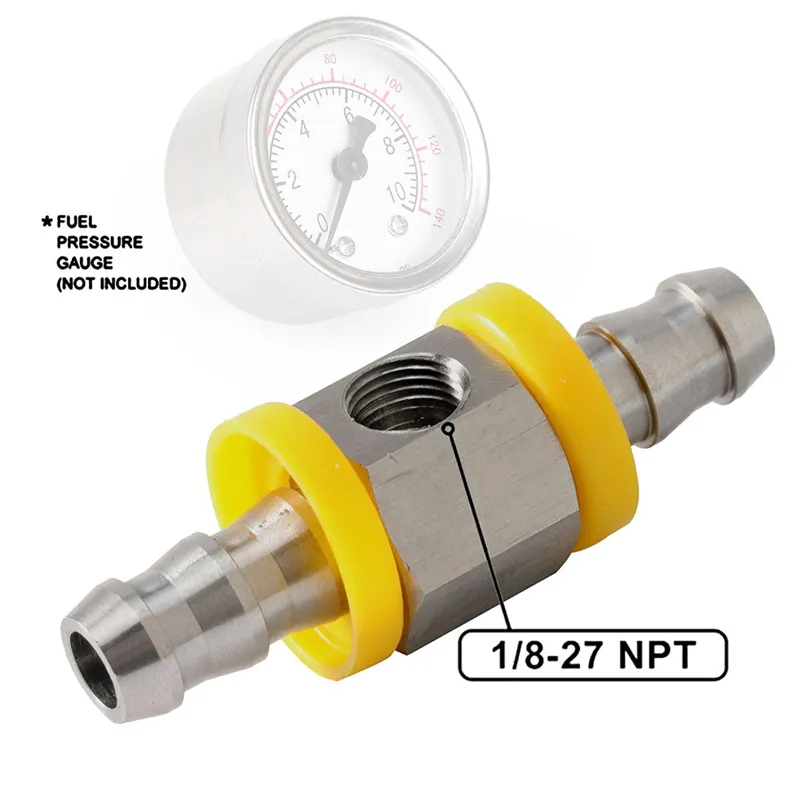 Universal Fuel Pressure Gauge 1/8 NPT140 Psi with 3/8 Inch Fuel Line ...
