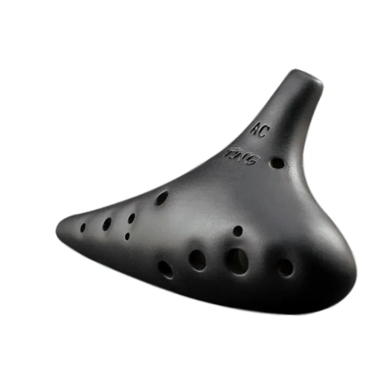Handmade TNG Ocarina 12 Holes Black Pottery Porcelain Professional Alto ...