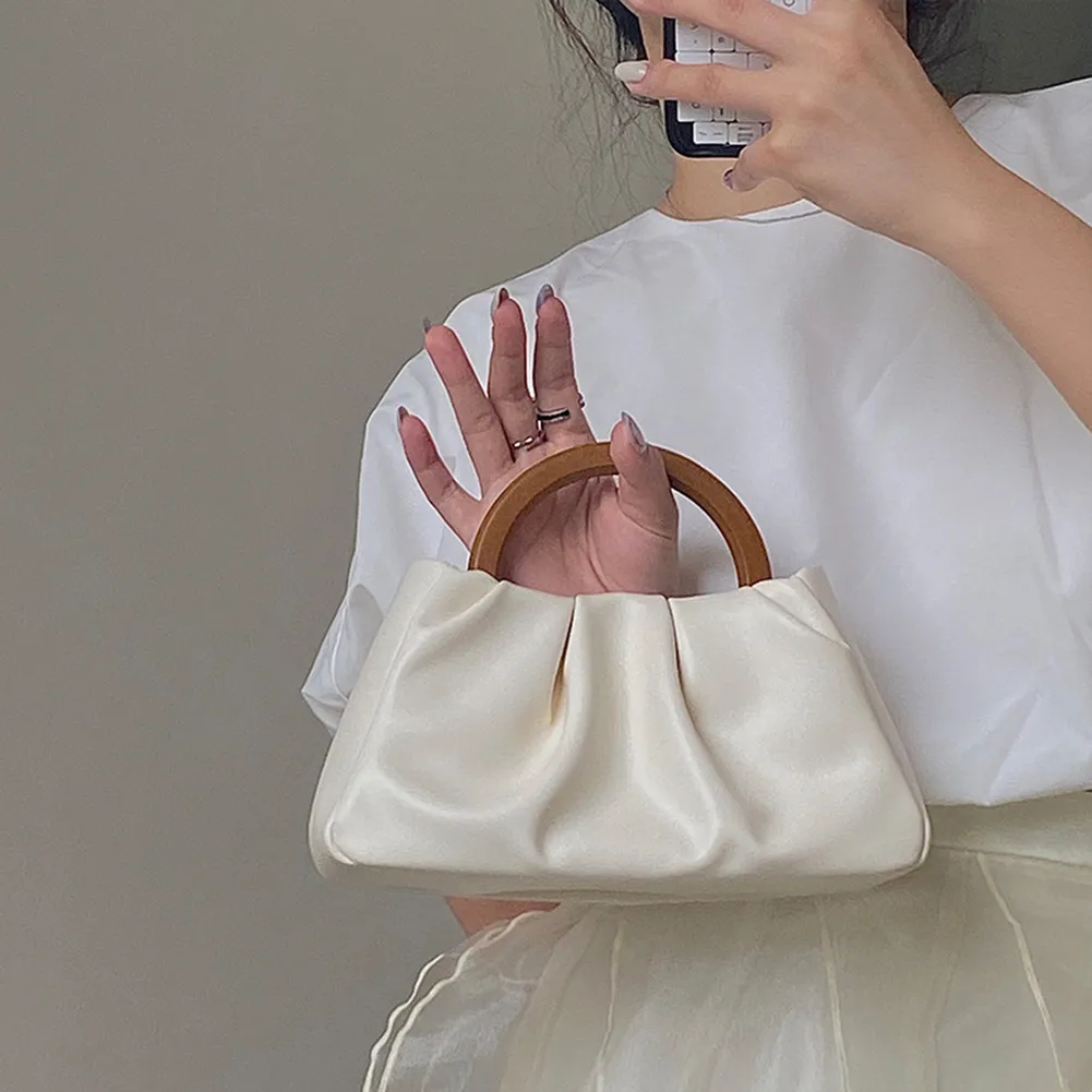INS Style Pleated Dumpling Handbags PU Leather Cloud Clutch Bags For ...