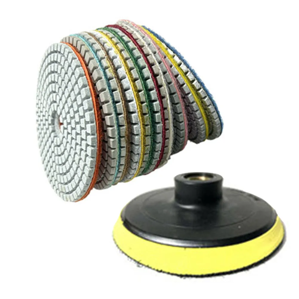 4'' Diamond Polishing Pad Set, Self-Adhesive Wet/Dry Grinding Disc for ...