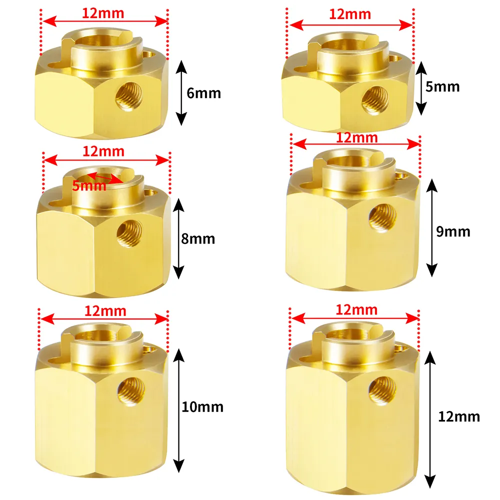 DHgate.com:4PCS Brass Wheel Hex Adapters 5-12mm for 1/10 RC Crawler Car Axial SCX10 III AXI03007 ...
