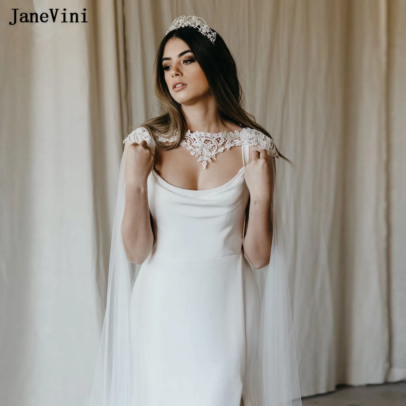 DHgate.com:JaneVini Vintage Lace Tulle Bridal Shawl Wedding Cape Cloak ...