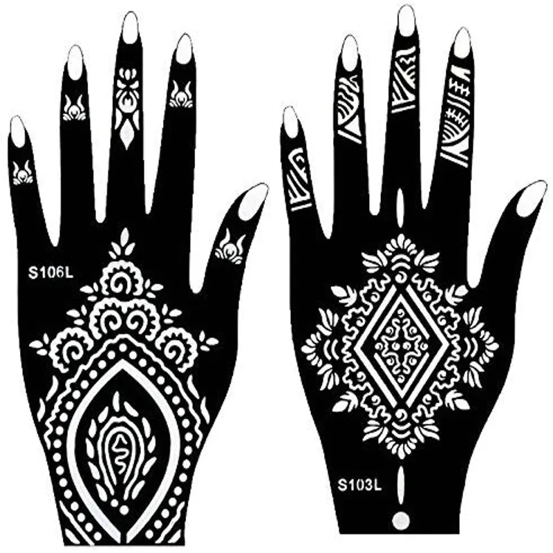 Reusable India Henna skull tattoo template - 8 Sheets for Women and ...