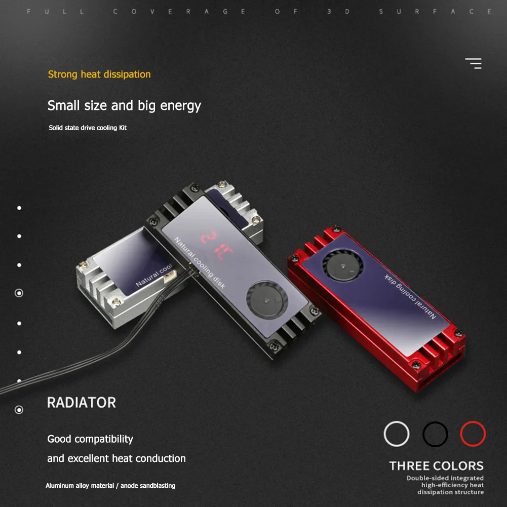SSD M.2 Heatsink With Temperature Display NVMe 2280 Solid State Drive ...