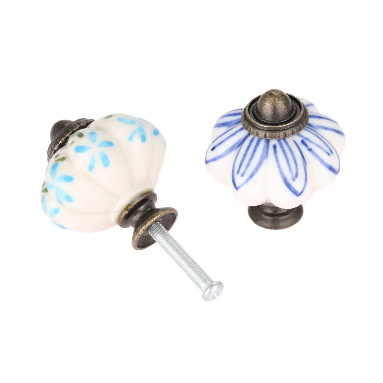 Antique Pumpkin Cabinet Knobs - Ceramic Drawer Pulls, Vintage Furniture Handles, Kitchen ...