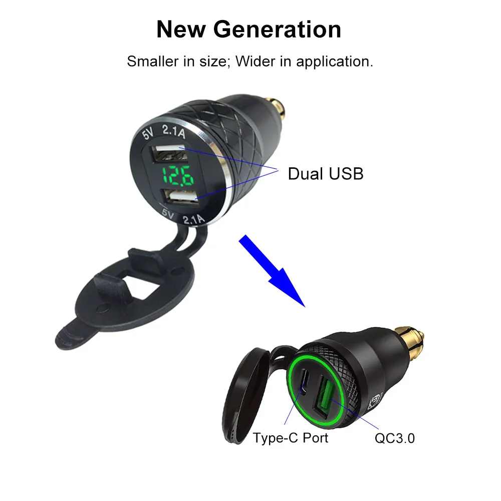 BMW, Triumph Motorcycle Din USB Charger, Quick Charge 3.0 Power Adapter ...