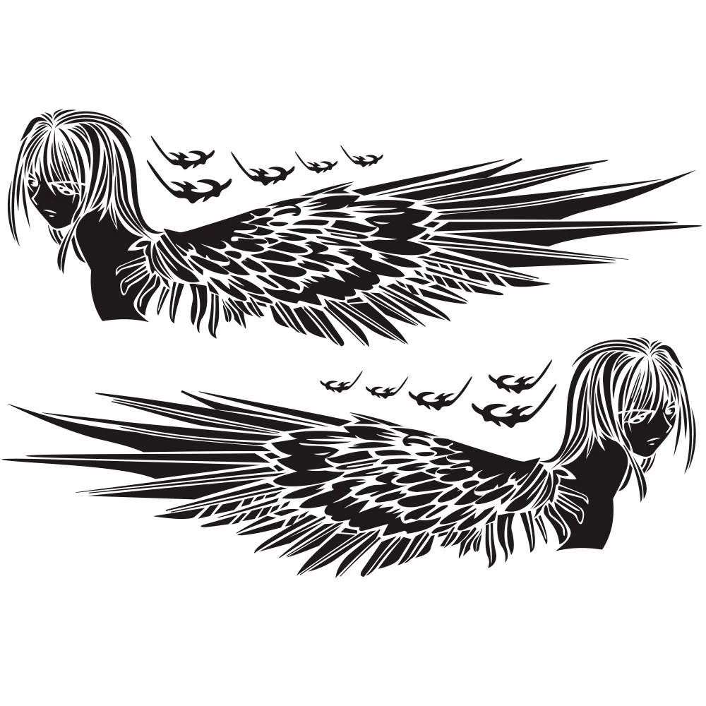 Girl Angel Wings Car Stickers Car Modified Body Stick Stick A Side Door ...