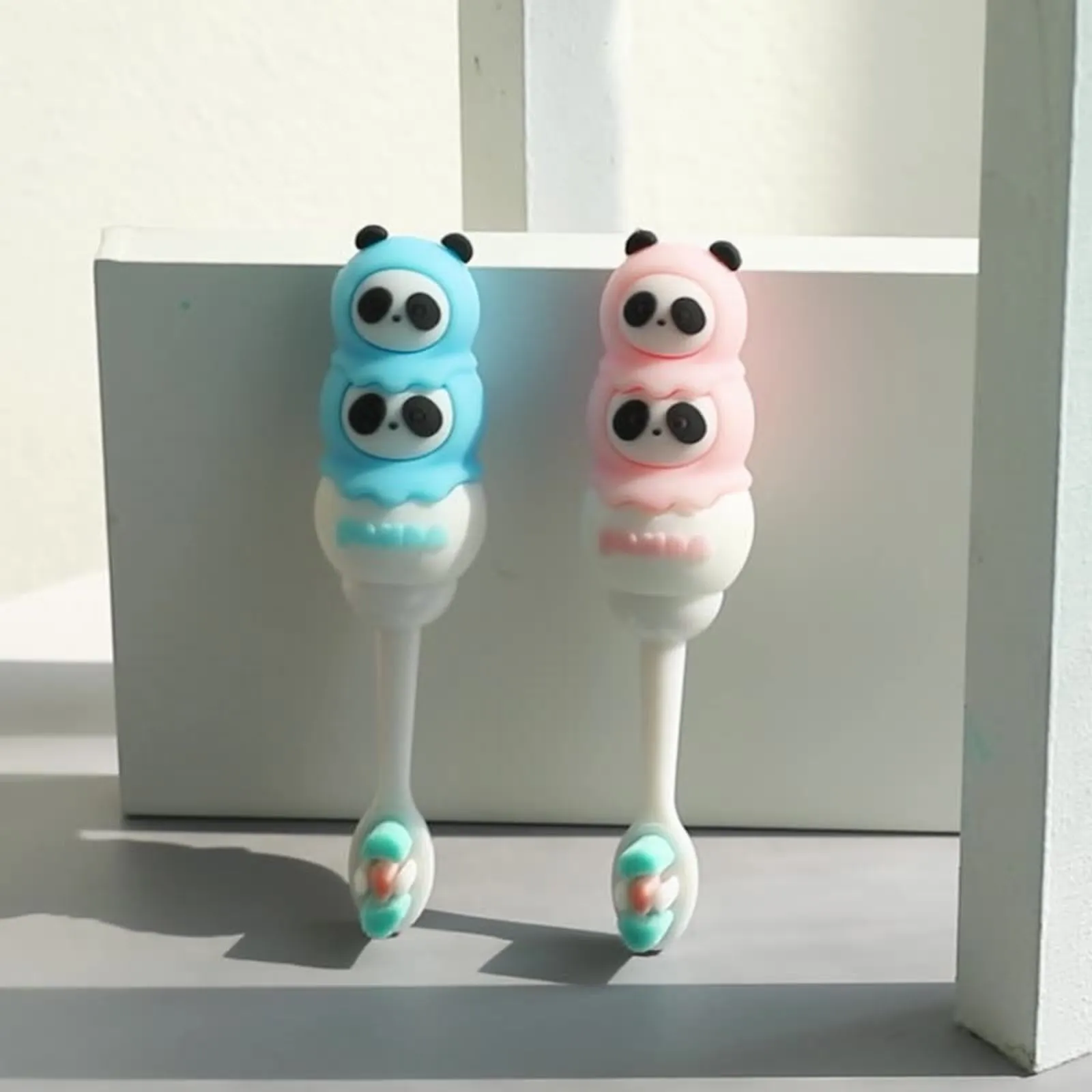 Cute Panda Handle Kids' Soft Bristles Animal Cute Toothbrush Silicone ...