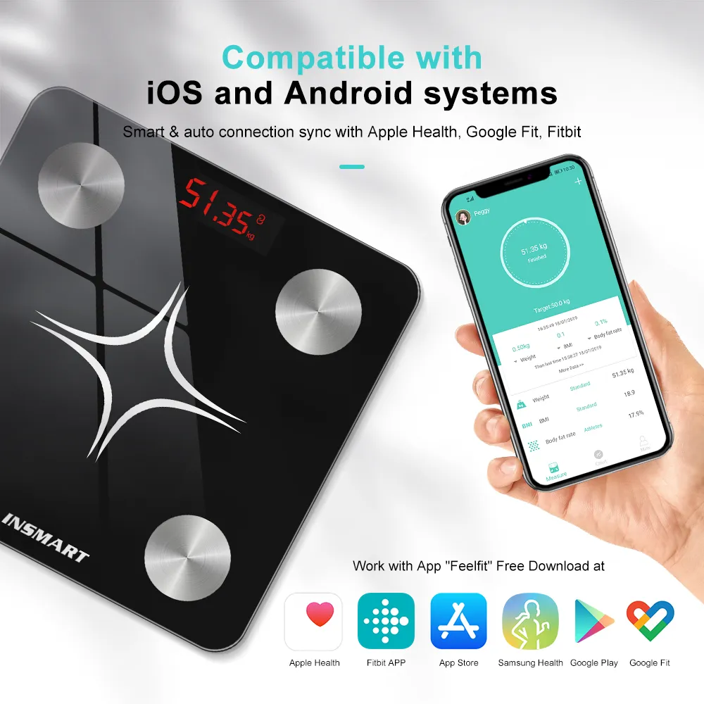 Insmart Scales INSMART Bluetooth Digital Body Smart Scales Smart