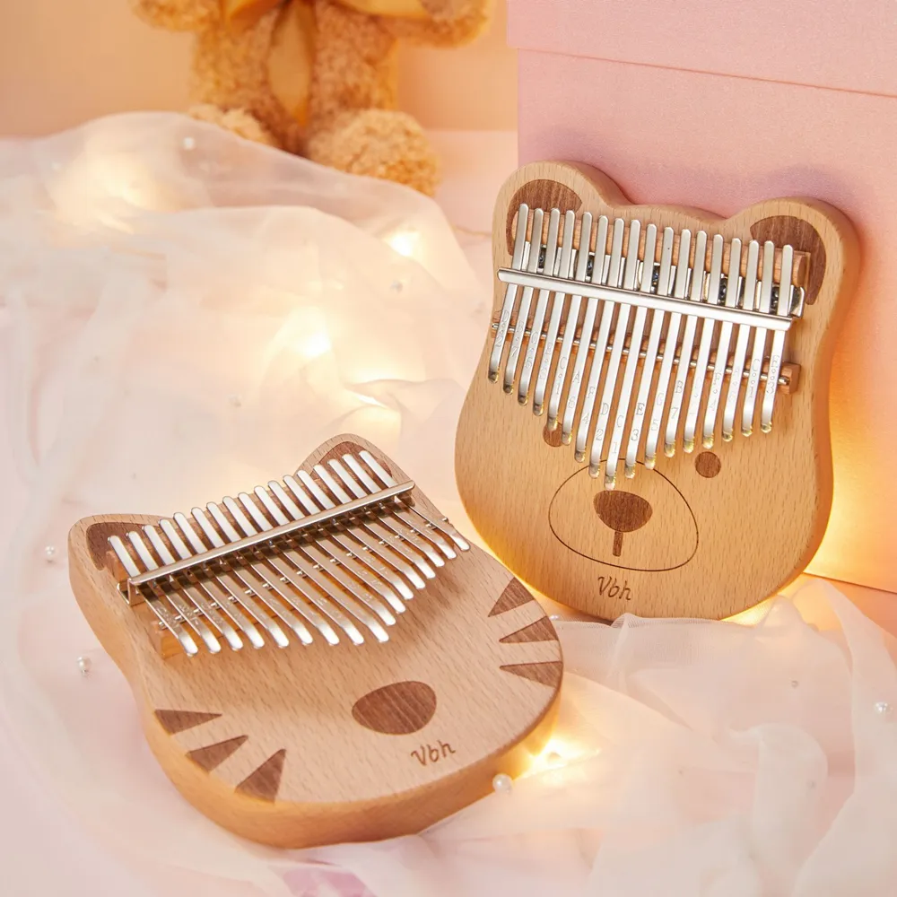 DHgate.com:17-Key Kalimba Carimba Solid Beech Wood Cat/Bear Thumb Piano ...