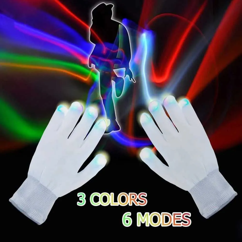 LED Rave Gloves: 6 Modes Flashing Finger Lights - Perfect for Halloween ...