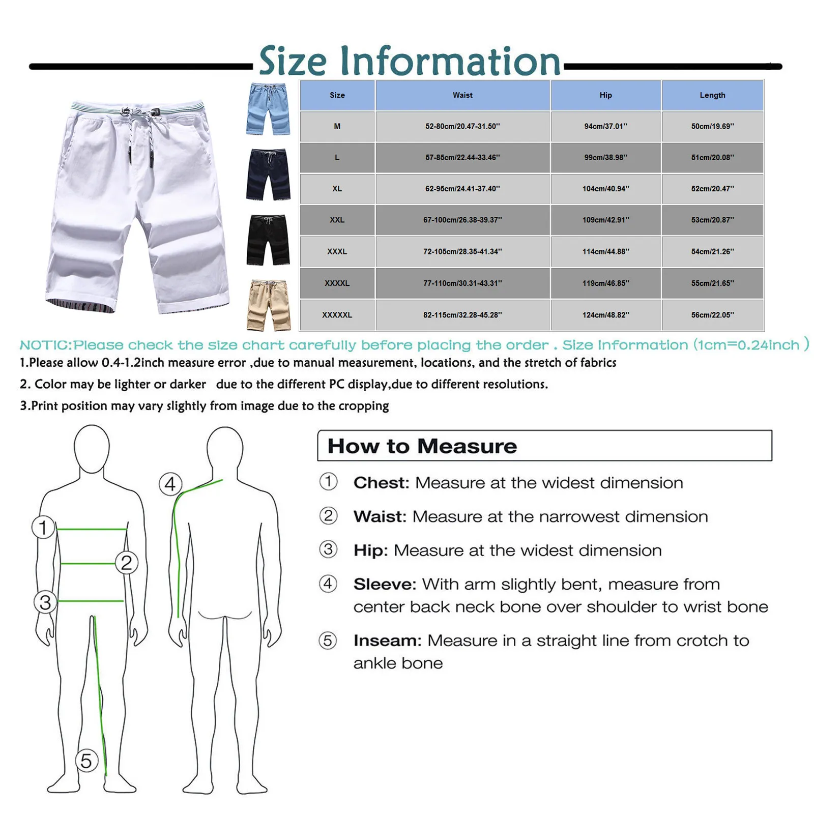 Men's Summer Casual Shorts: Loose Fit, Elastic Waist, Solid Colors ...