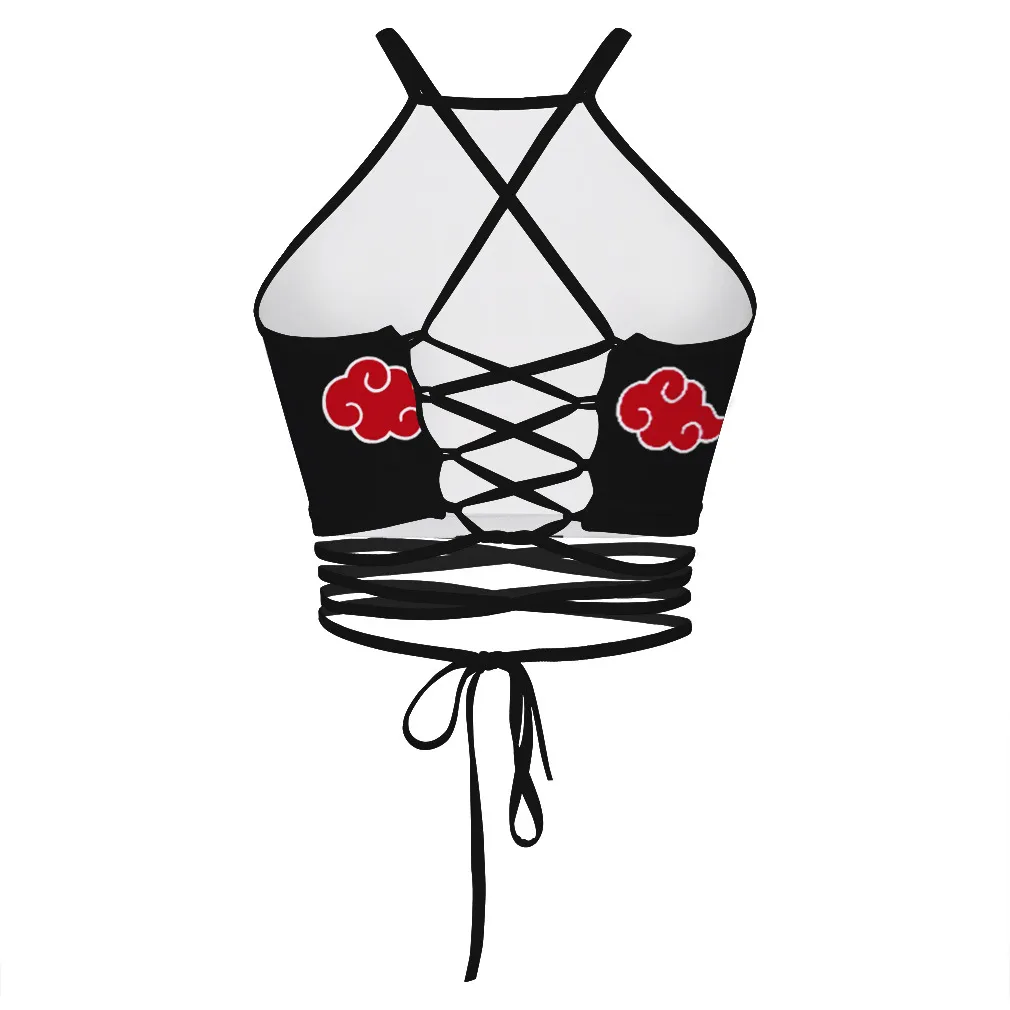 Anime Bikini Black Crop Tank Top Sexy Cosplay Swimsuit, Akatsuki ...